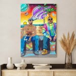 Tupac and Biggie R.I.P. Cartoon Caricature Art Poster Canvas