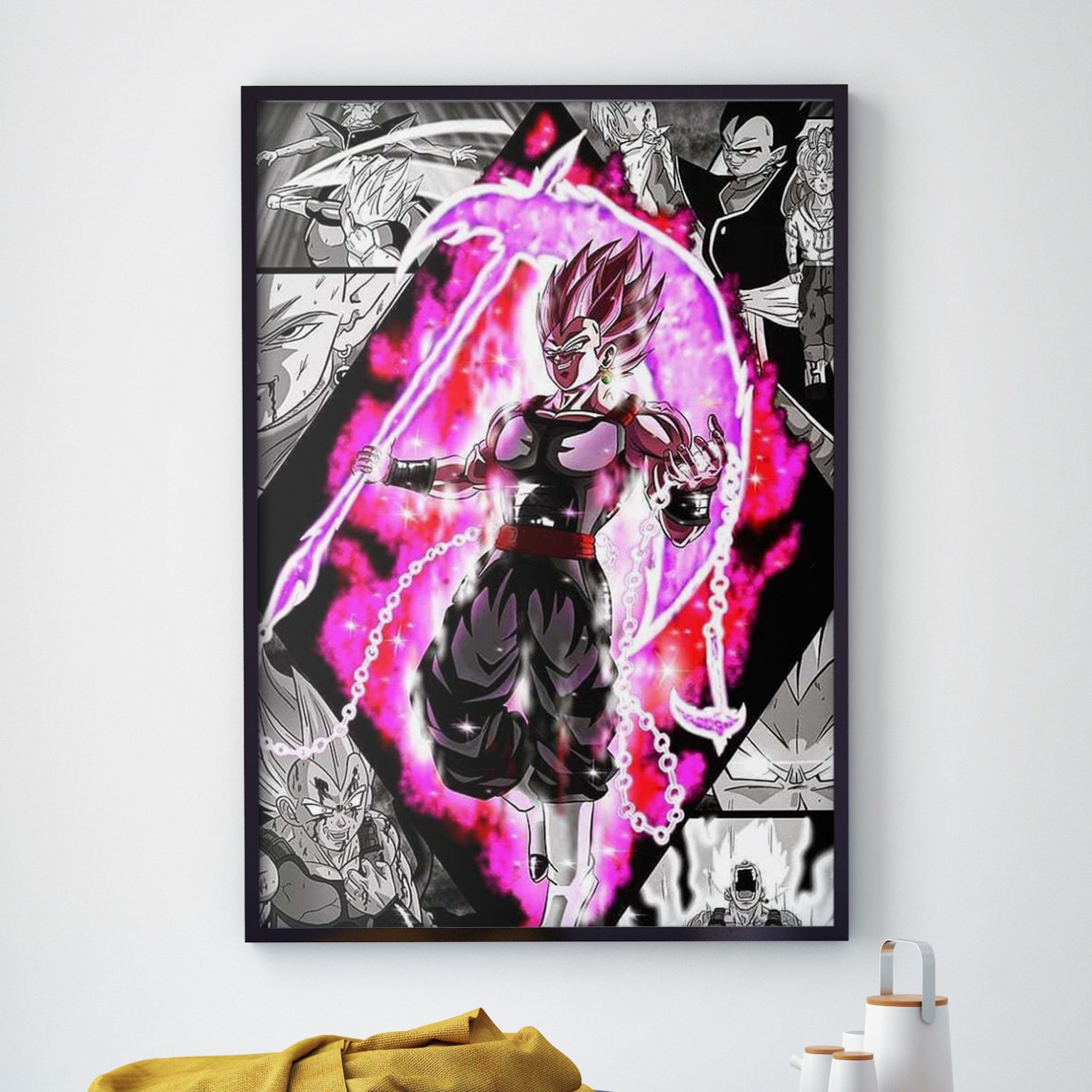 Black Vegeta Super Saiyan Rose 3 Poster Canvas