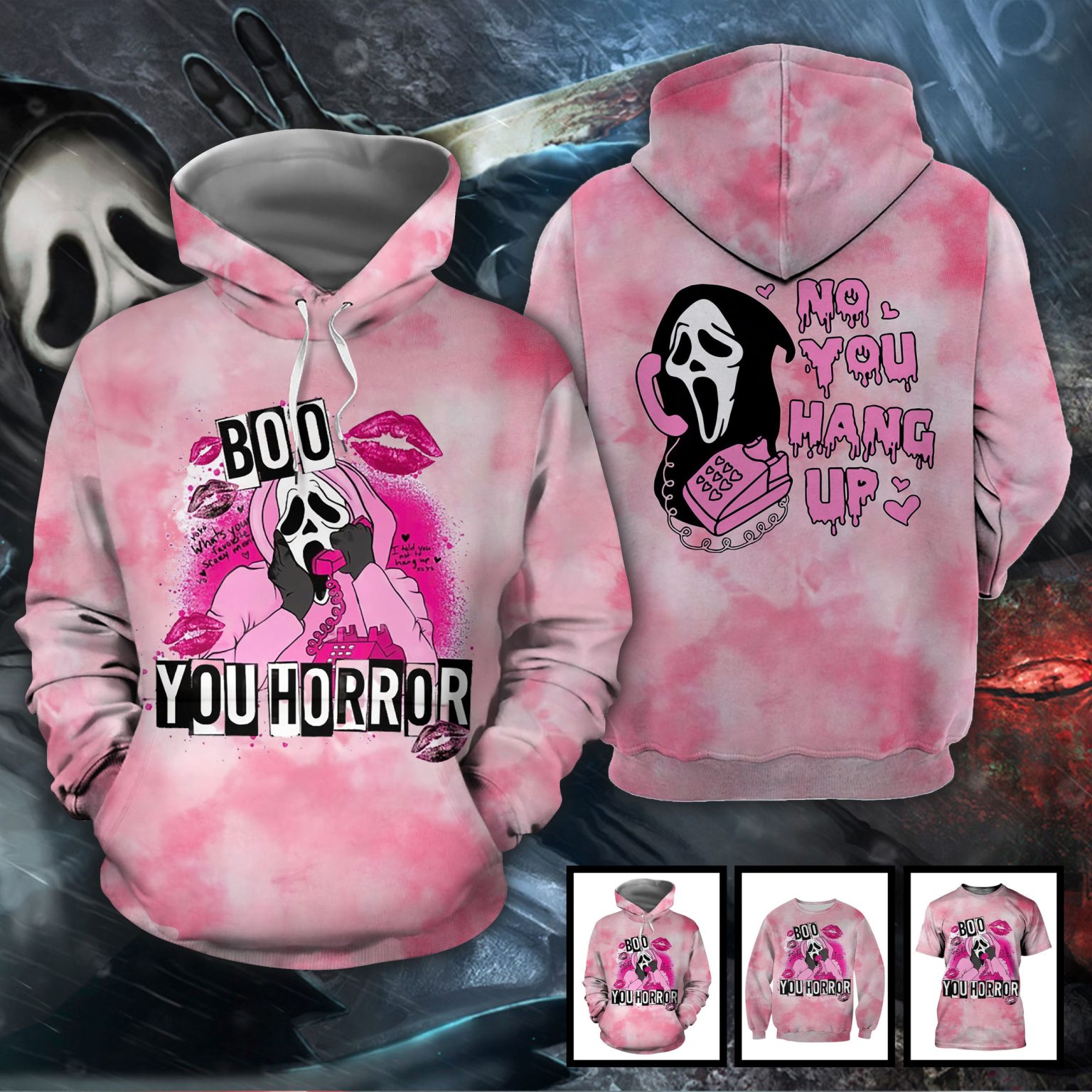 Scream Ghostface Halloween Horror Movie Tie Dye All Over Print 3D Shirt - Brutifulstore.com