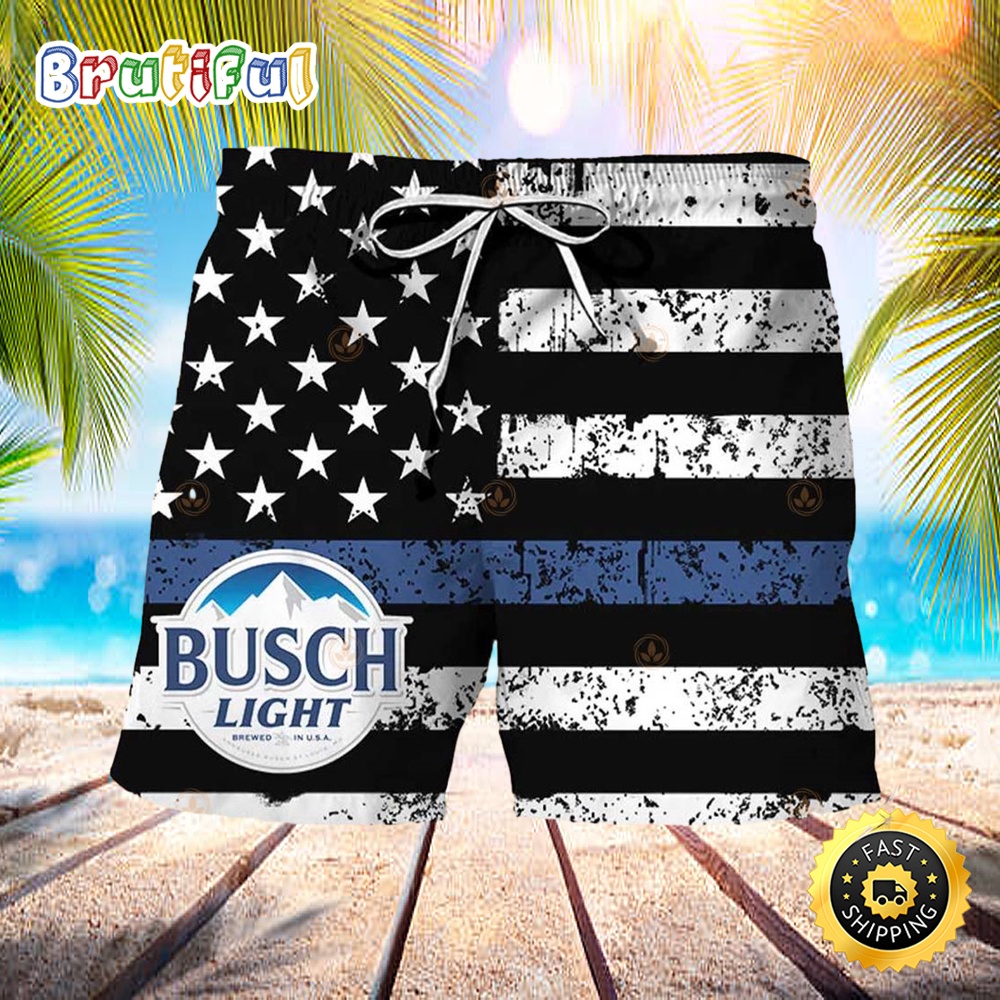 Busch Light Swim Trunks Usa Flag Swim Beach Shorts