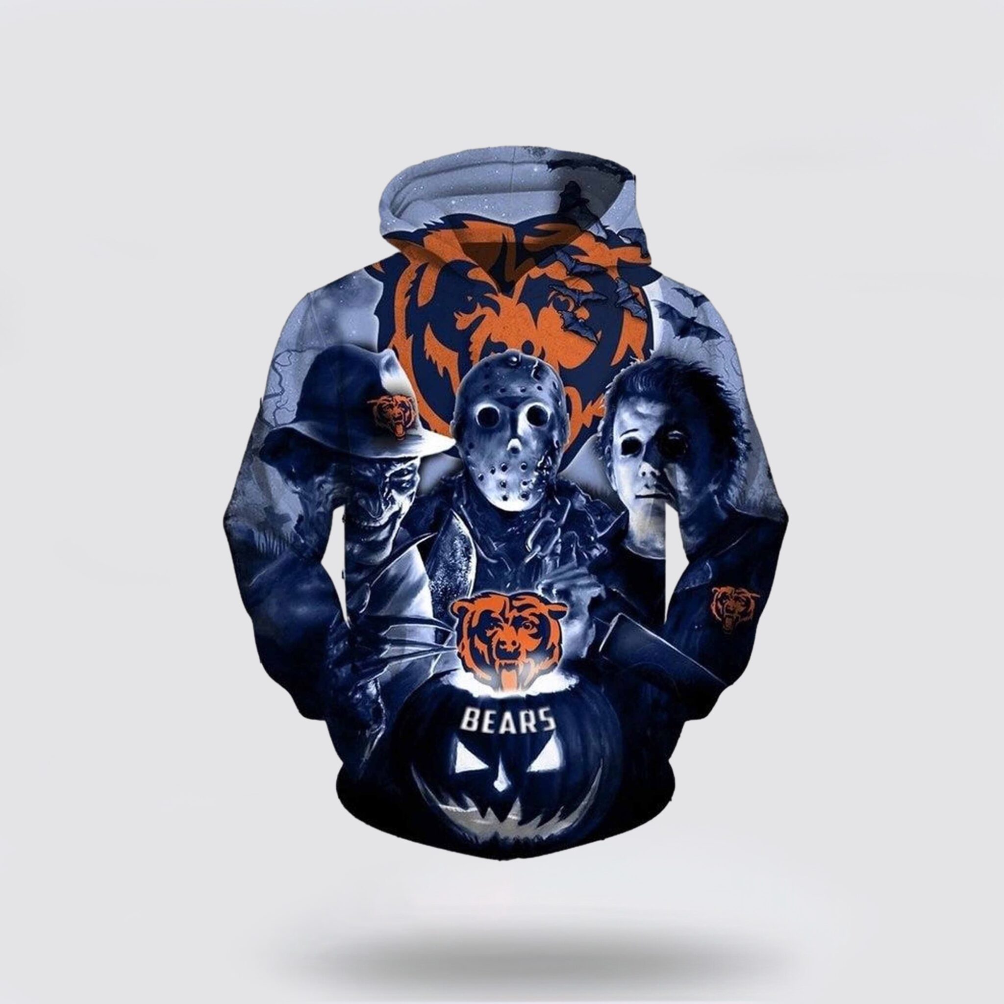 NFL Chicago Bears All Over Print 3D Hoodie Horror Freddy Krueger Jason ...
