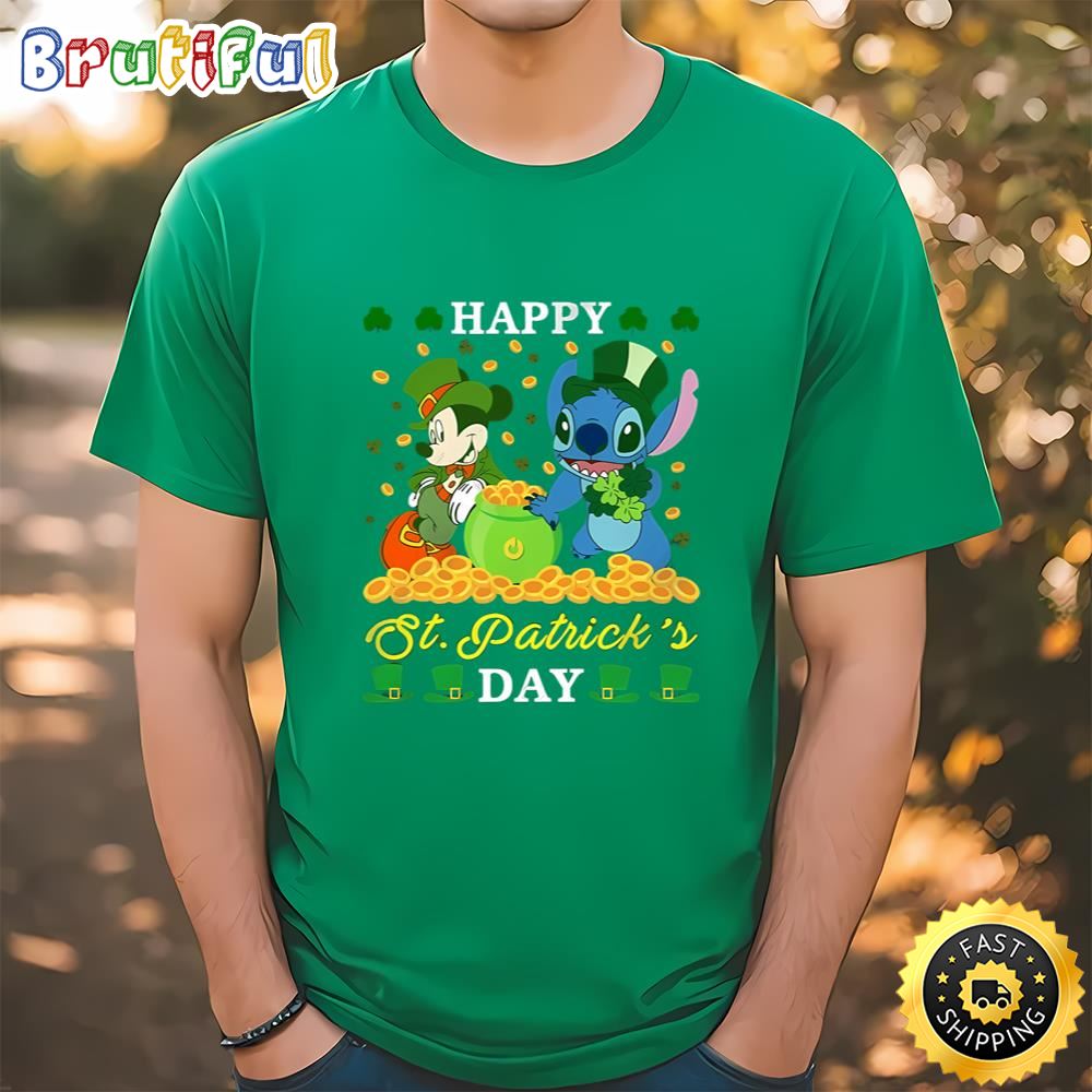 Disney Leprechaun Mickey Mouse Stitch St Patricks Day Shirt