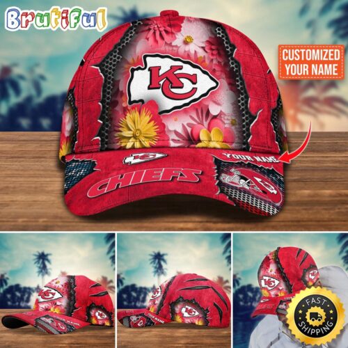 NFL Kansas City Chiefs Baseball Cap Flag Flower Trending Custom Cap