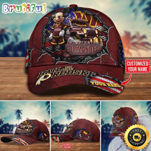 Washington Commanders Baseball Cap Mickey Mouse Customize Cap