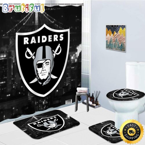 NFL Las Vegas Raiders Shower Curtain Chic Shower Drapes
