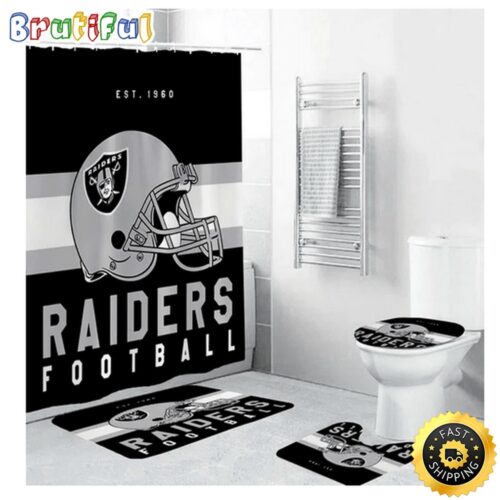 NFL Las Vegas Raiders Shower Curtain Football Team Helmet Shower ...