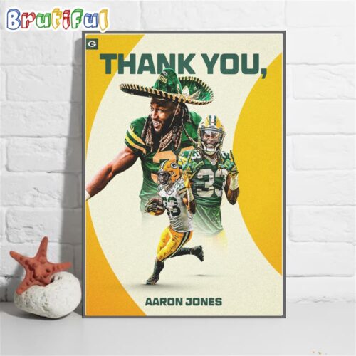 Thank You Aaron Jones Green Bay Packers Wall Art Poster Canvas