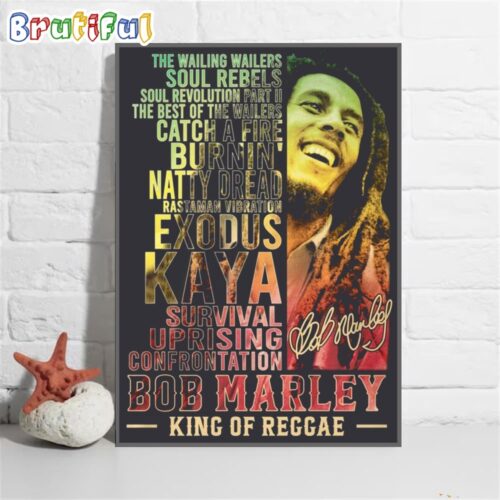 Bob Marley King Of Reggae Wall Art Poster Canvas