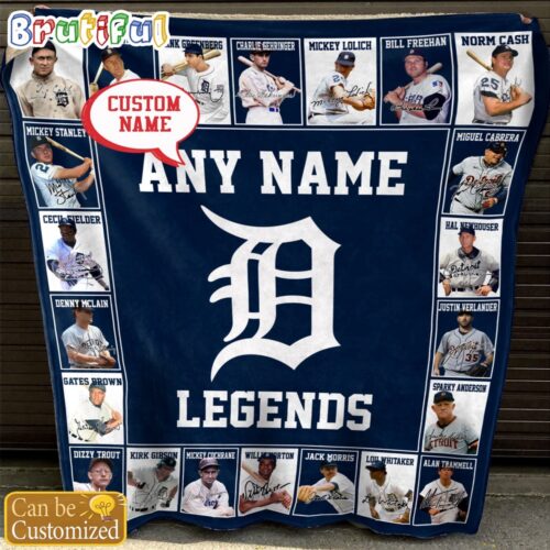 Custom Name MLB Detroit Tigers Legends Blanket
