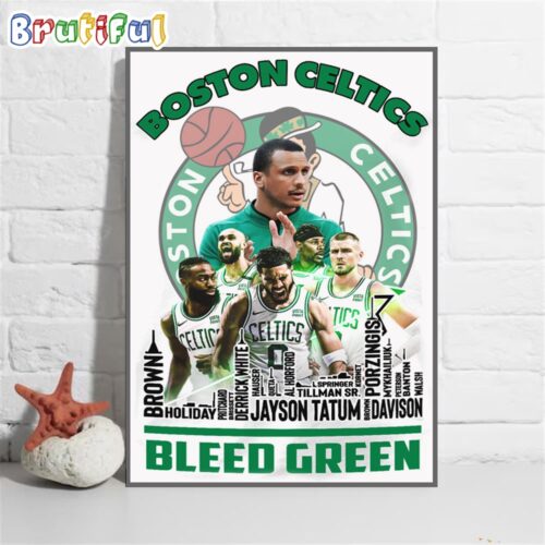 Boston Celtics Bleed Green Team Player Wall Art Poster Canvas