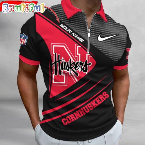 NCAA Nebraska Cornhuskers Polo Shirt, Sporty Zip Polo Shirt