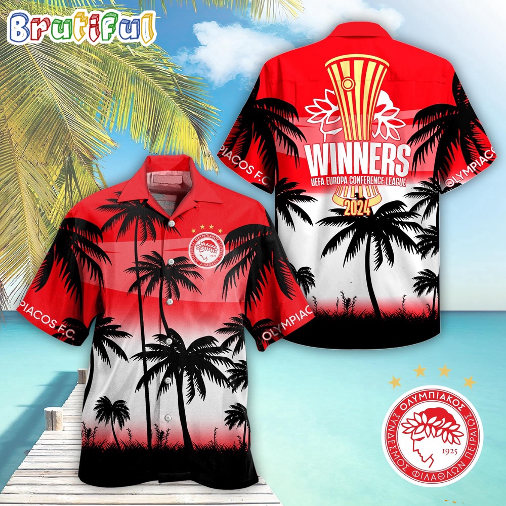 Olympiakos 2024 UEFA Europa Conference League Winners Hawaiian Shirt