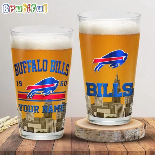 NFL Buffalo Bills Beer Glass Cup 16oz, Custom Football Glass Cup