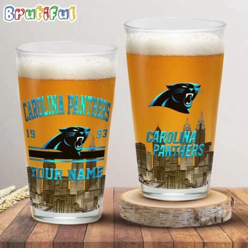 NFL Carolina Panthers Beer Glass Cup 16oz, Custom Football Glass Cup