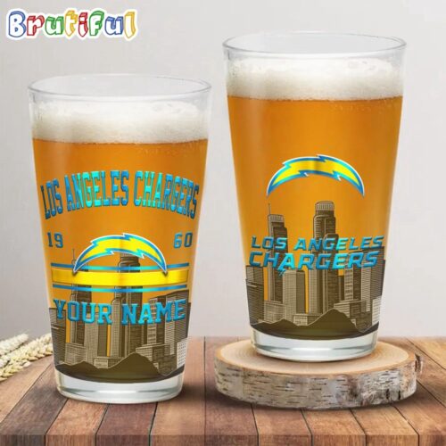 NFL Los Angeles Chargers Beer Glass Cup 16oz, Custom Football Glass Cup
