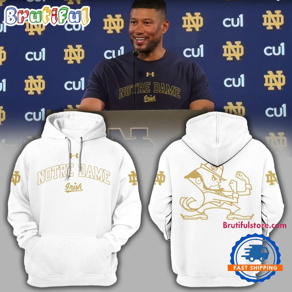 NCAA Notre Dame Fighting Irish Coach Marcus Freeman White Hoodie