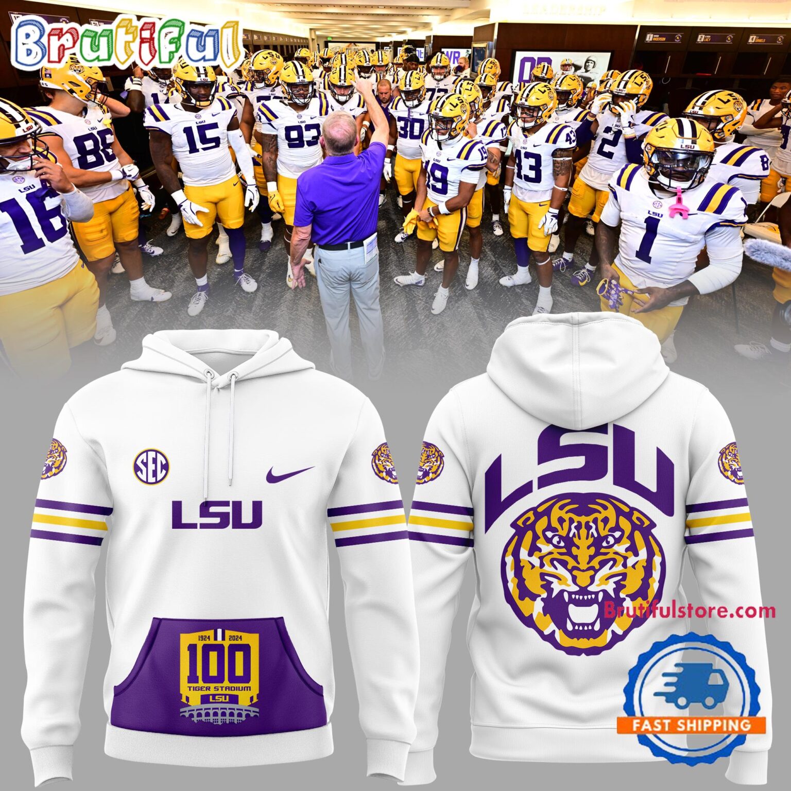 LSU Tigers Football 2024 100th Stadium New Hoodie