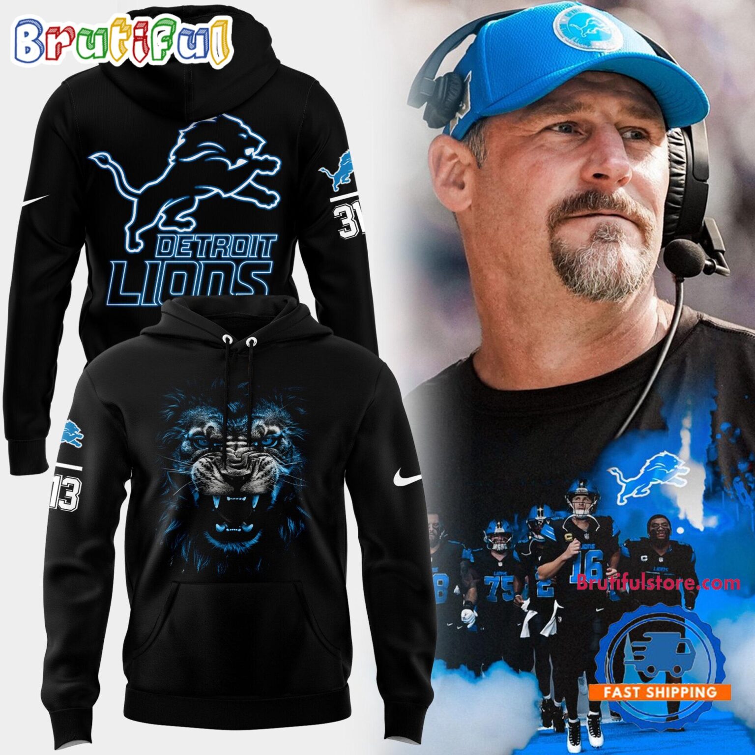 Custom NFL Detroit Lions Air Force 1 Shoes Sports Sneaker For Fans