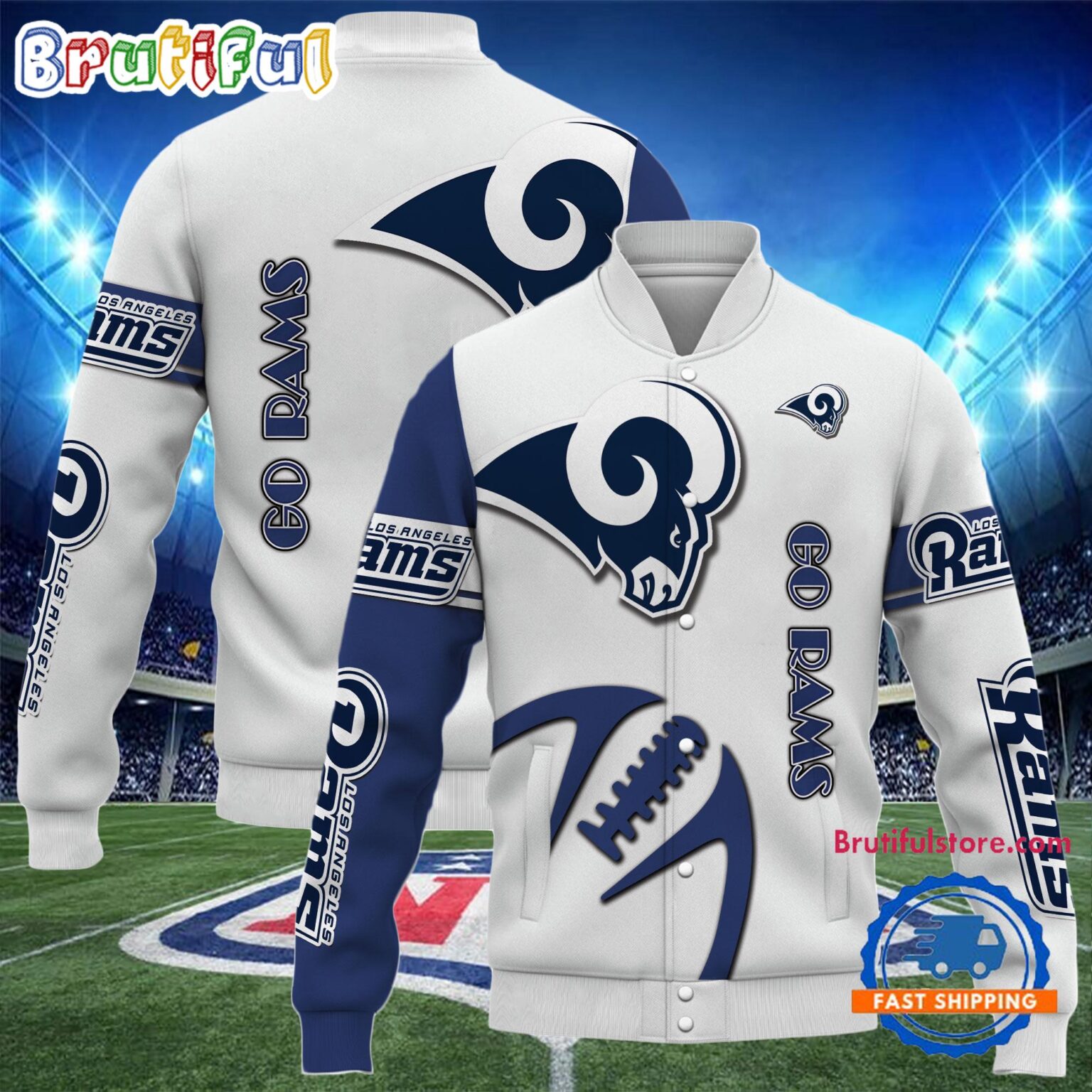 NFL Los Angeles Rams Baseball Jacket Print Logo Team Football Jacket