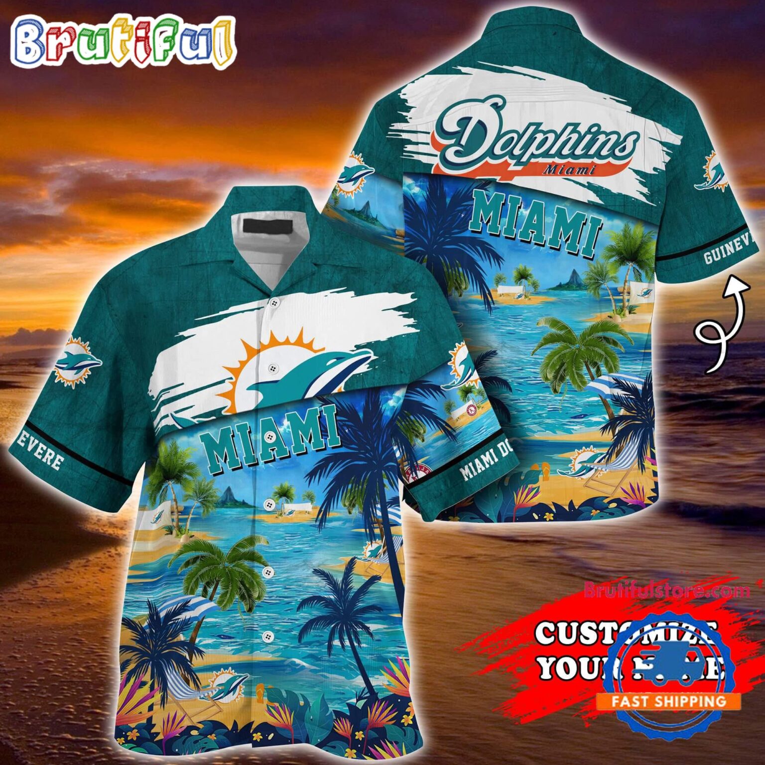 Customized NFL Miami Dolphins Hawaii Shirt Palm Tree Aloha Shirt