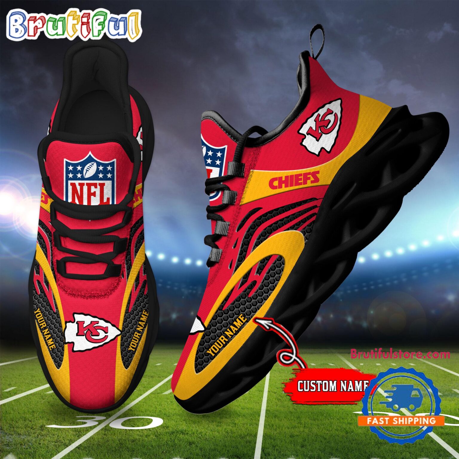 NFL Kansas City Chiefs 2 Air Jordan 1 Shoes