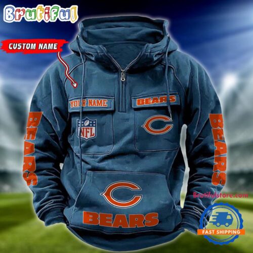 NFL Chicago Bears Football Team Custom Name Cargo Hoodie