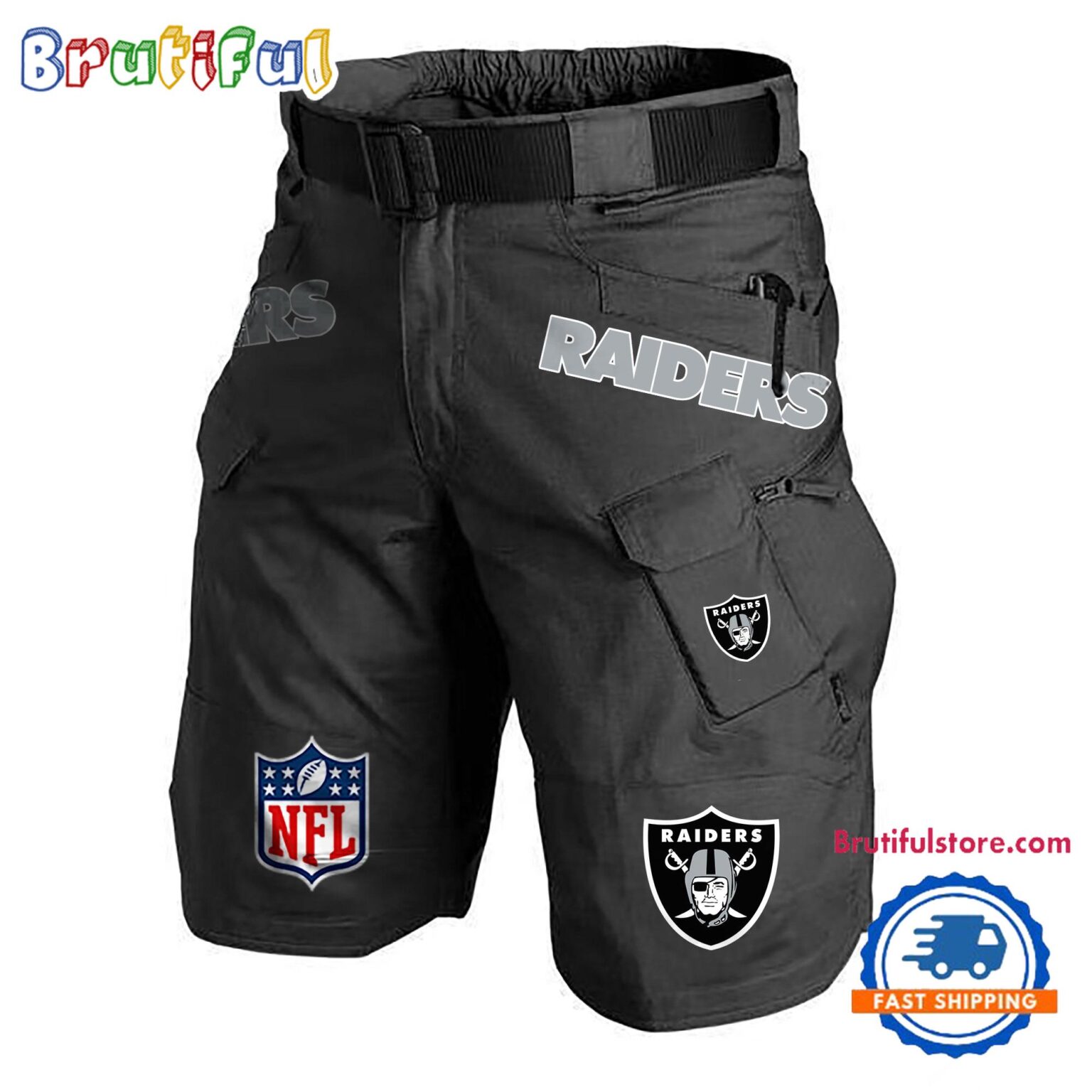 NFL Las Vegas Raiders Football Team Military Tactical Shorts