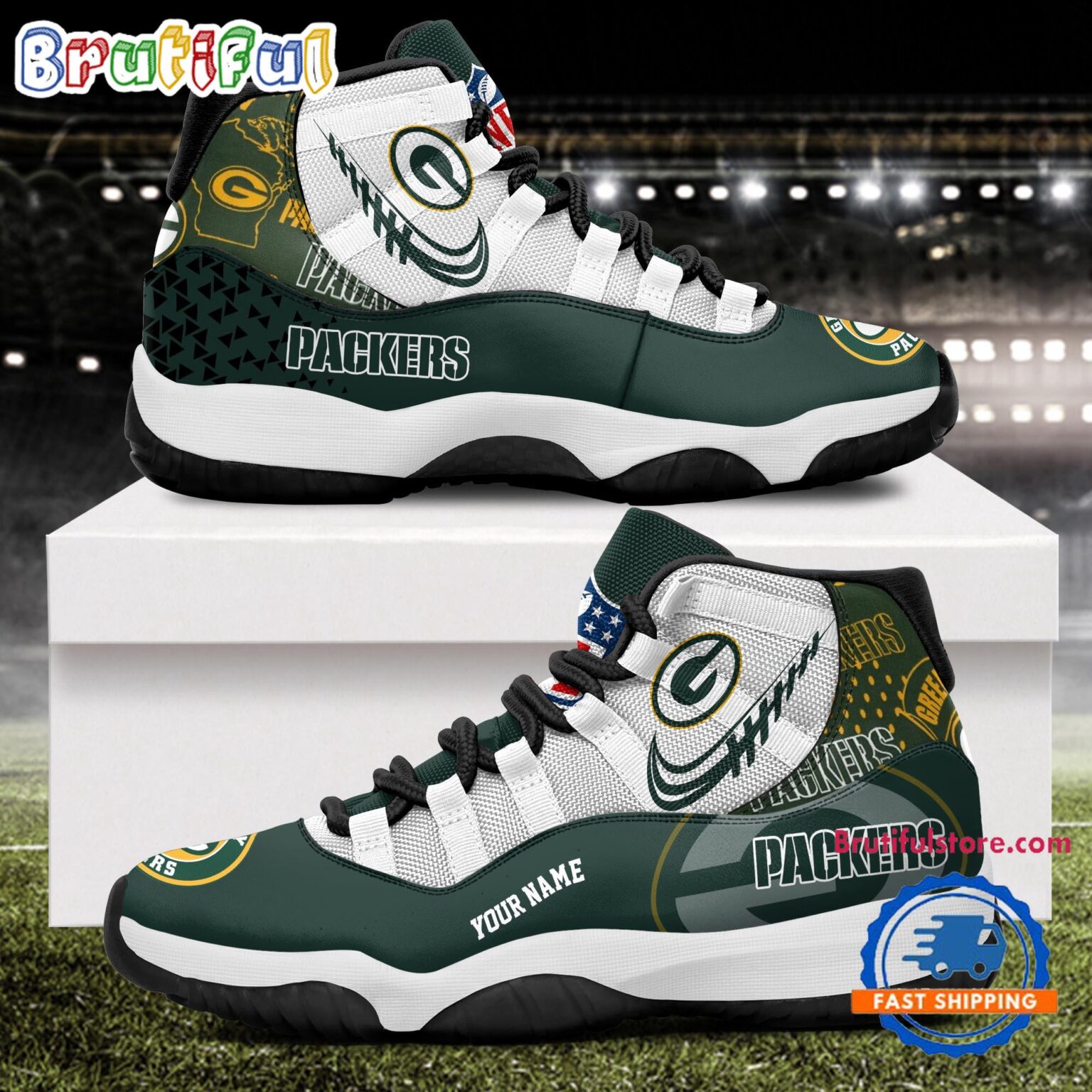 Custom NFL Green Bay Packers Air Force 1 Shoes Sneaker Football Shoes ...