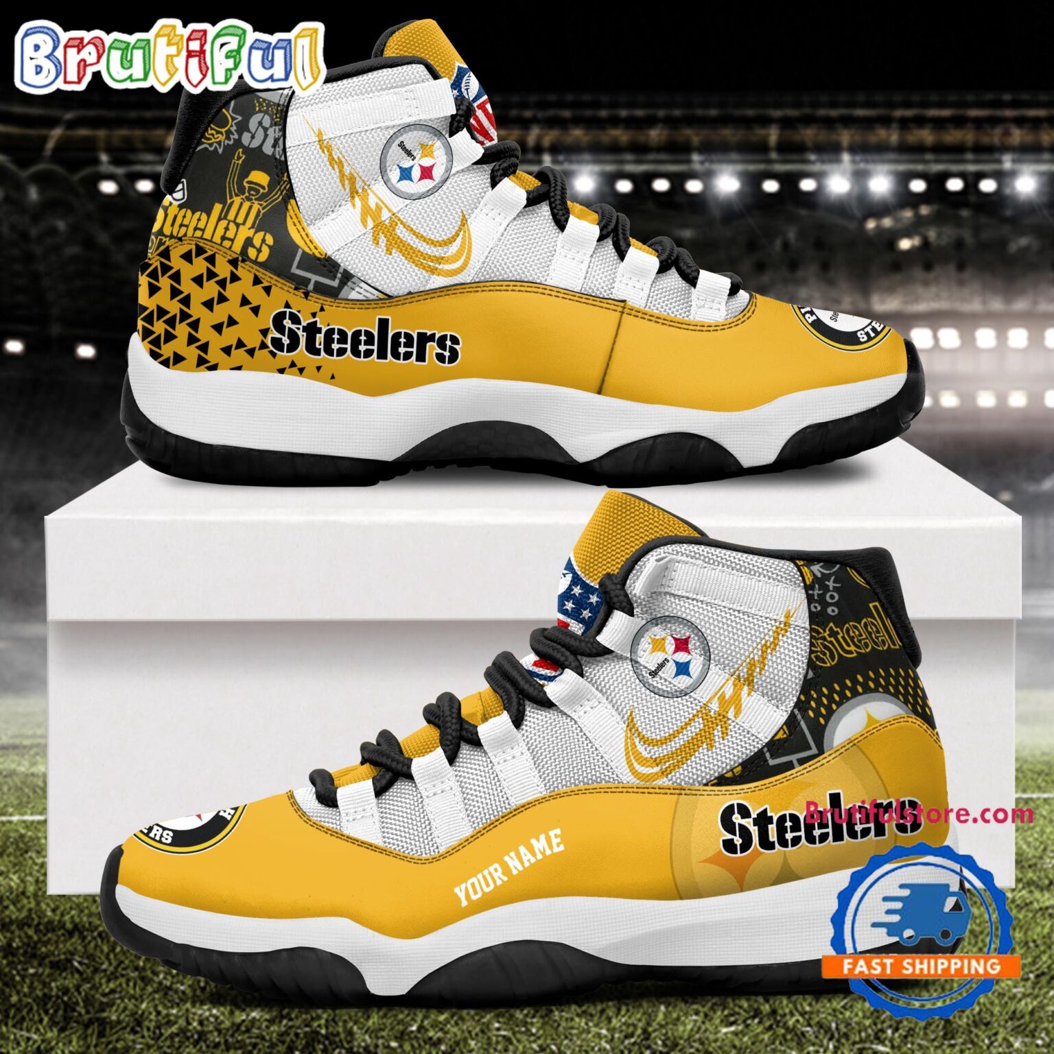 NFL Pittsburgh Steelers Football Team Custom Air Jordan 11 Shoes