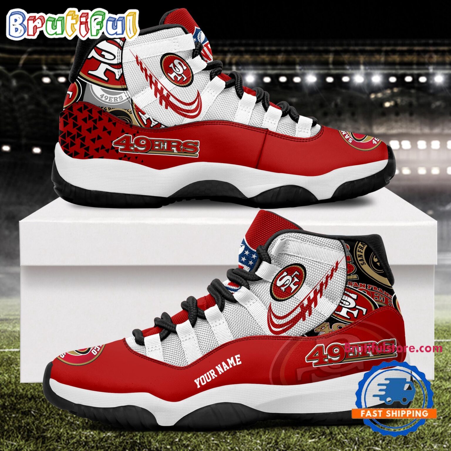Custom NFL San Francisco 49ers Air Force 1 Shoes Sneaker Football Shoes ...