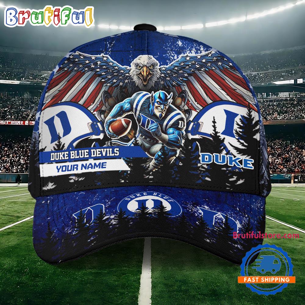 NCAA Duke Blue Devils Eagle American Flag Mascot Logo Baseball Cap