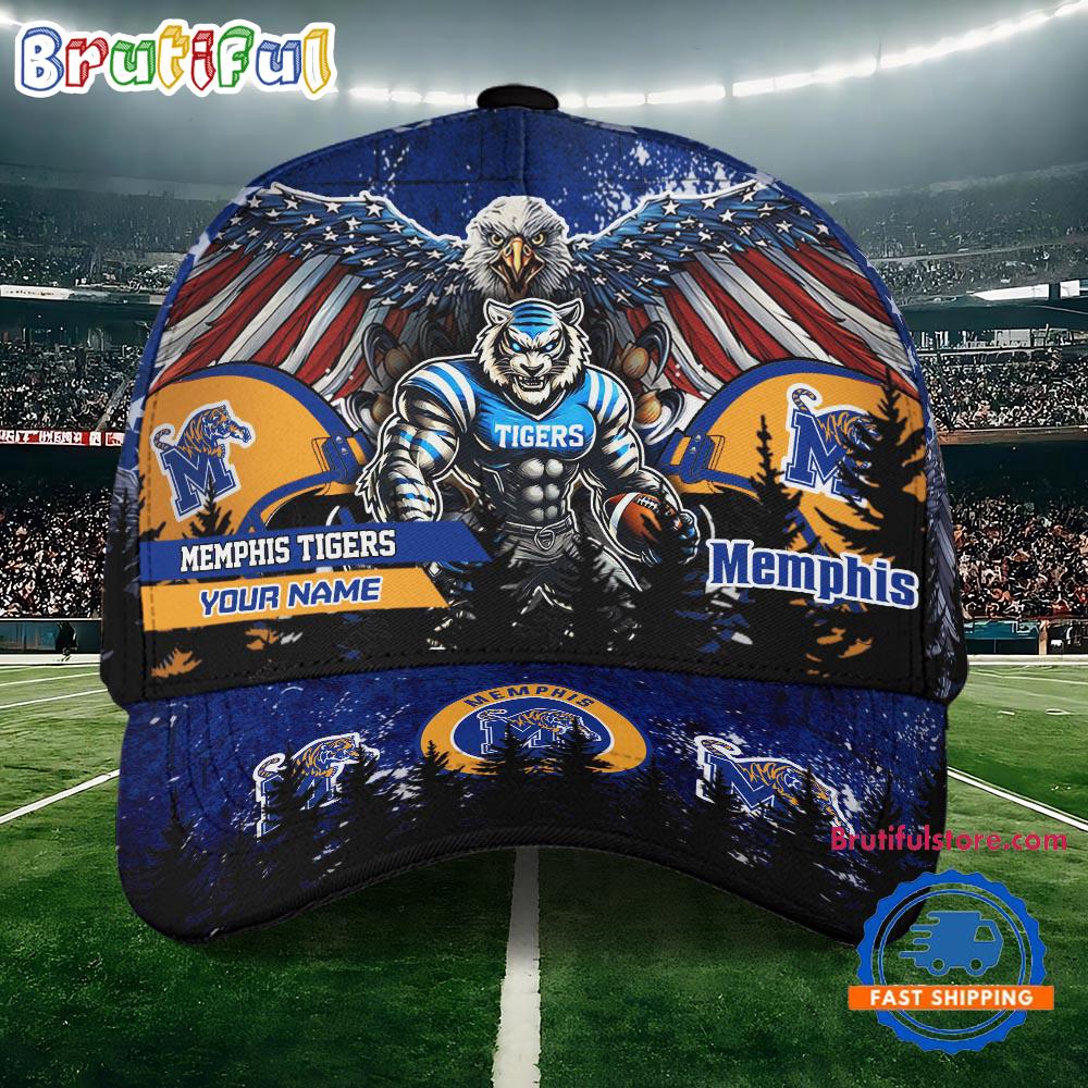 NCAA Memphis Tigers Eagle American Flag Mascot Logo Baseball Cap