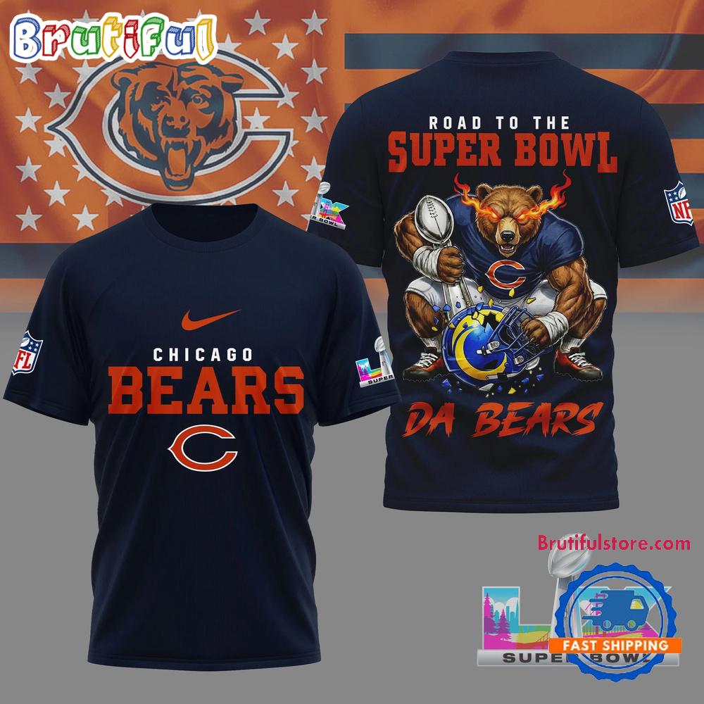 Chicago Bears 2026 NFL Road To Super Bowl 3D Shirt