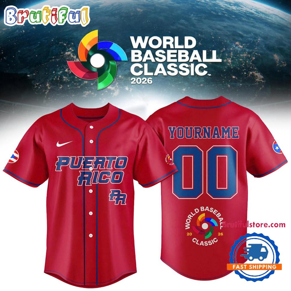 Team Puerto Rico 2026 World Baseball Classic Baseball Red Jersey Shirt